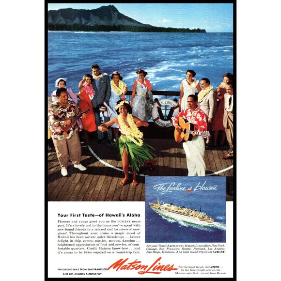 Matson | Art | 953 Matson Lines Lurline Cruise Ship Vintage Print Ad ...